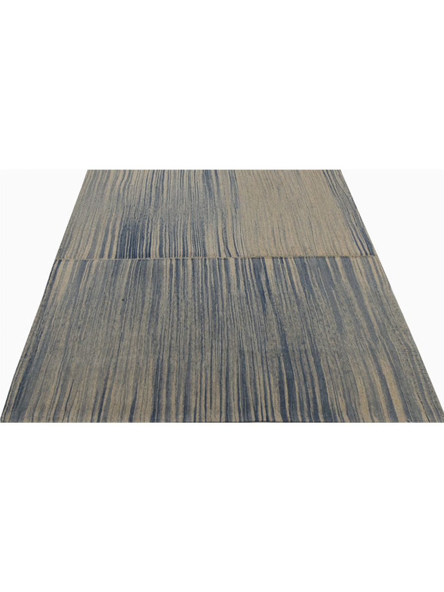 Blue & Beige Handknotted Wool Rug | Square Pattern | 3x4 – RenCollection